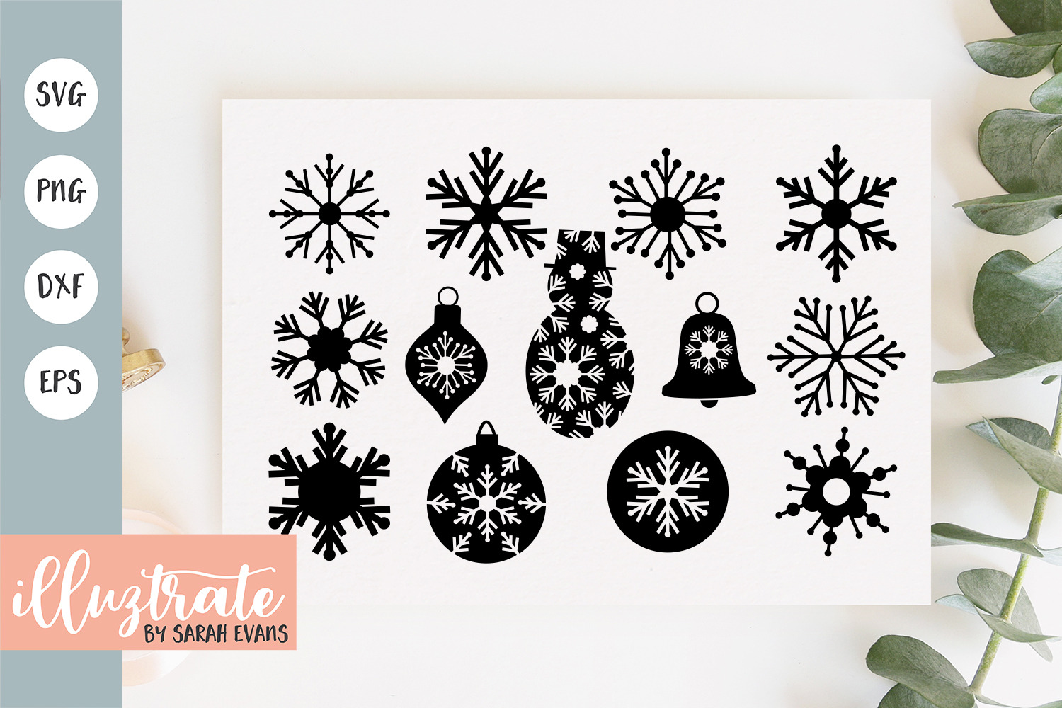 Snowflakes Cut Files DXF / SVG /EPS, an Illustration by illuztrate