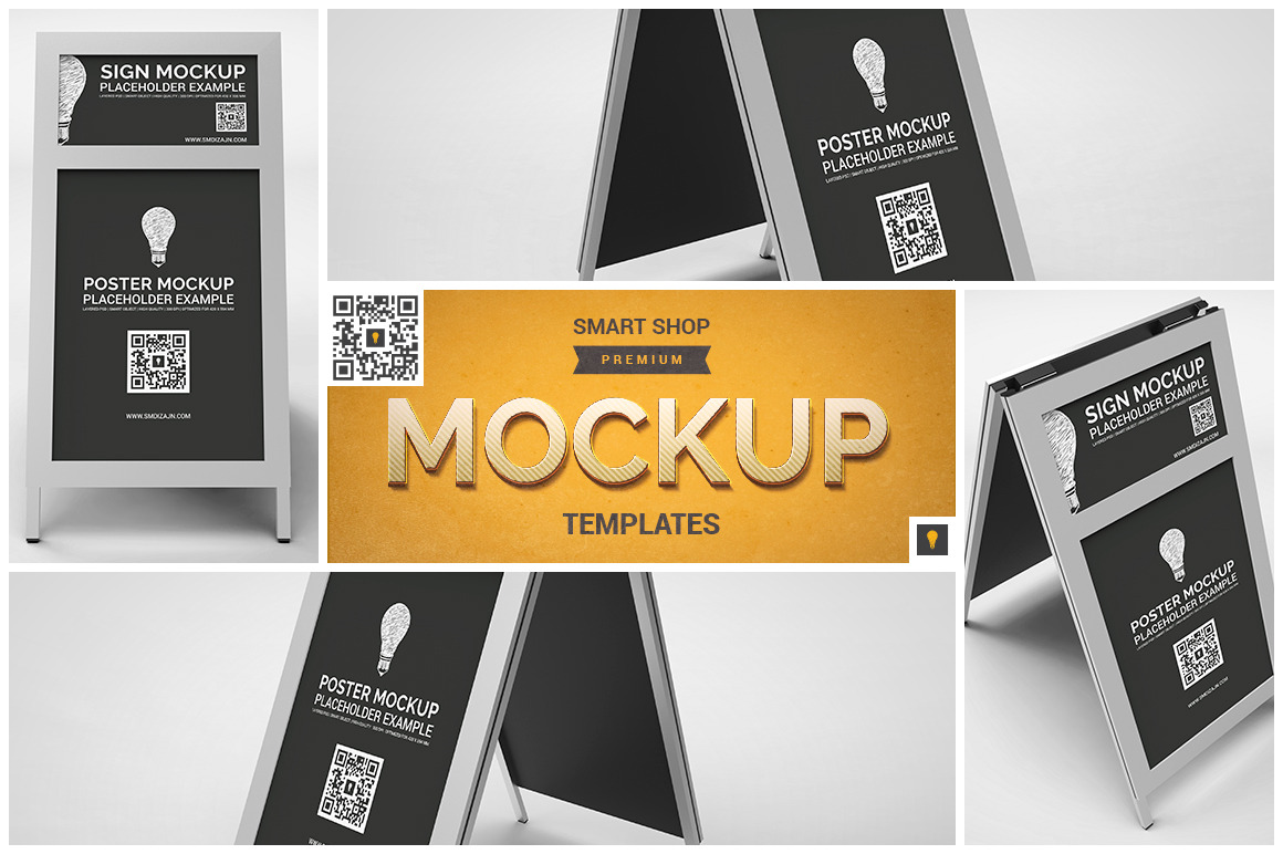Sidewalk Poster Sign Mockup, a Print Template by Shocky Design Studio