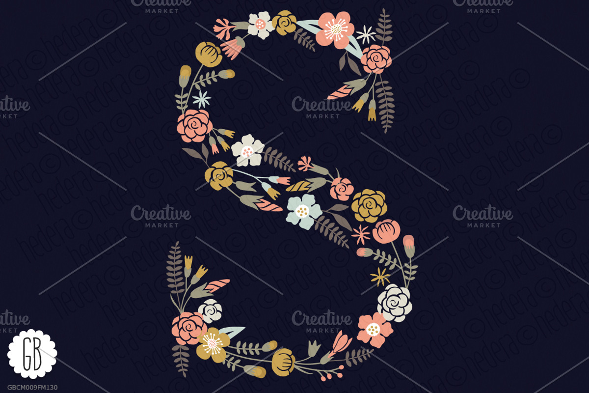 Floral letters, monogram, floral ASL, a Decorative Illustration by ...