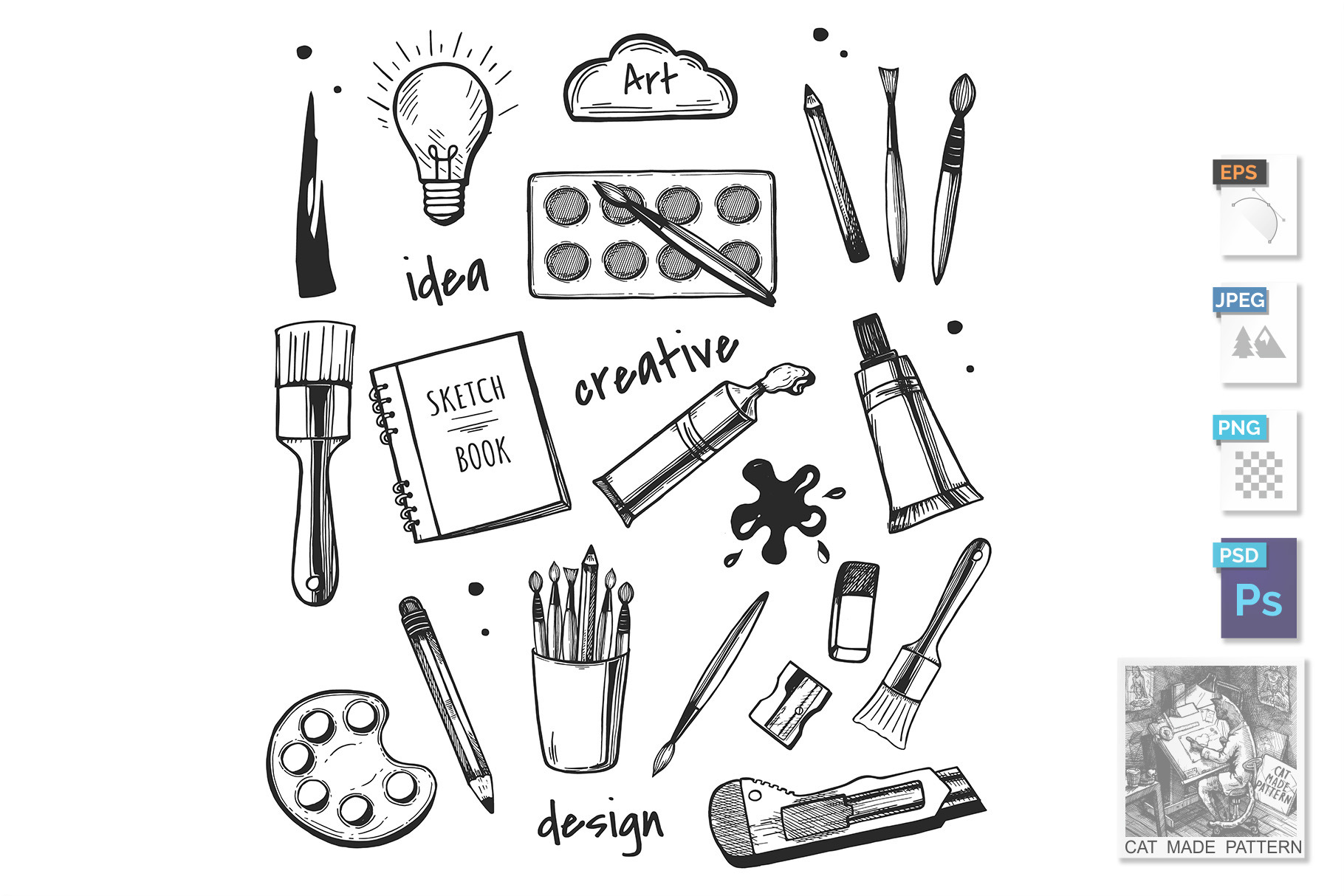 Painting, drawing, sketching tools | Education Illustrations ~ Creative ...
