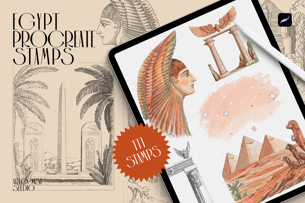 Egypt Procreate Stamps, a Shape Add-On by Spasibenko Art
