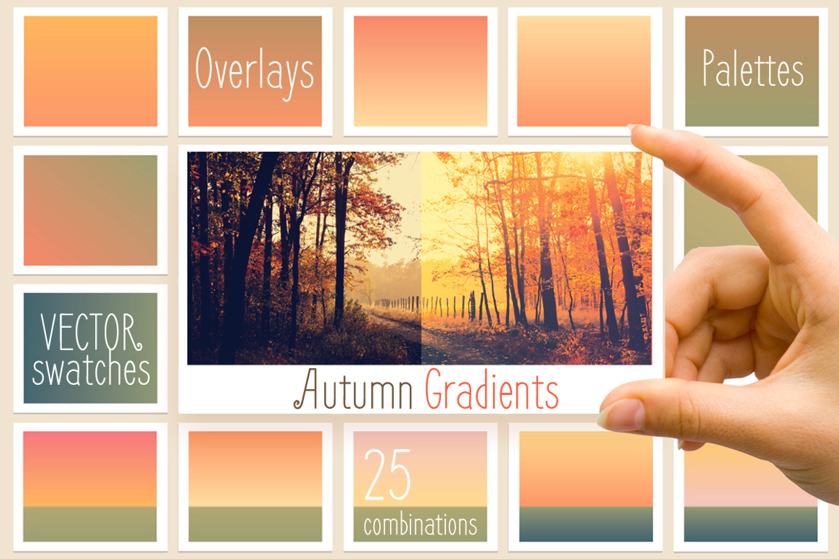 Autumn gradients, a Gradient Add-On by Polar Vectors | Creative Market