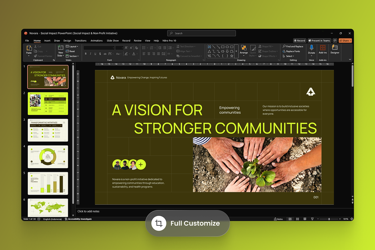 Novara - Social Impact PowerPoint, a Presentation Template by SLAB! Design