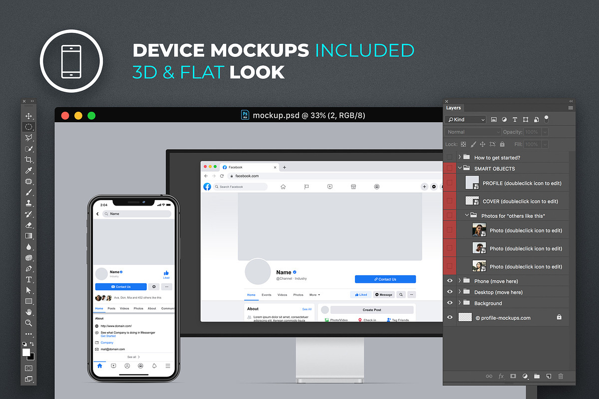 New Facebook Business Profile Mockup, a Social Media Template by FEINGOLD