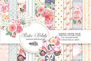 PEACH BLUE DIGITAL PAPER PACK, a Pattern Graphic by rusticmelody ...