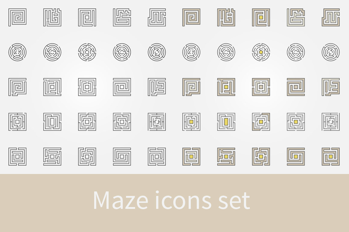 Maze icons set, an Outline Icon by Venomous Vector