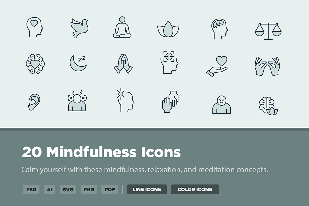 30 Mindfulness Icons, an Icon by Creative VIP