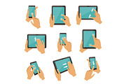 Illustrations of gestures to control different devices tablets and ...