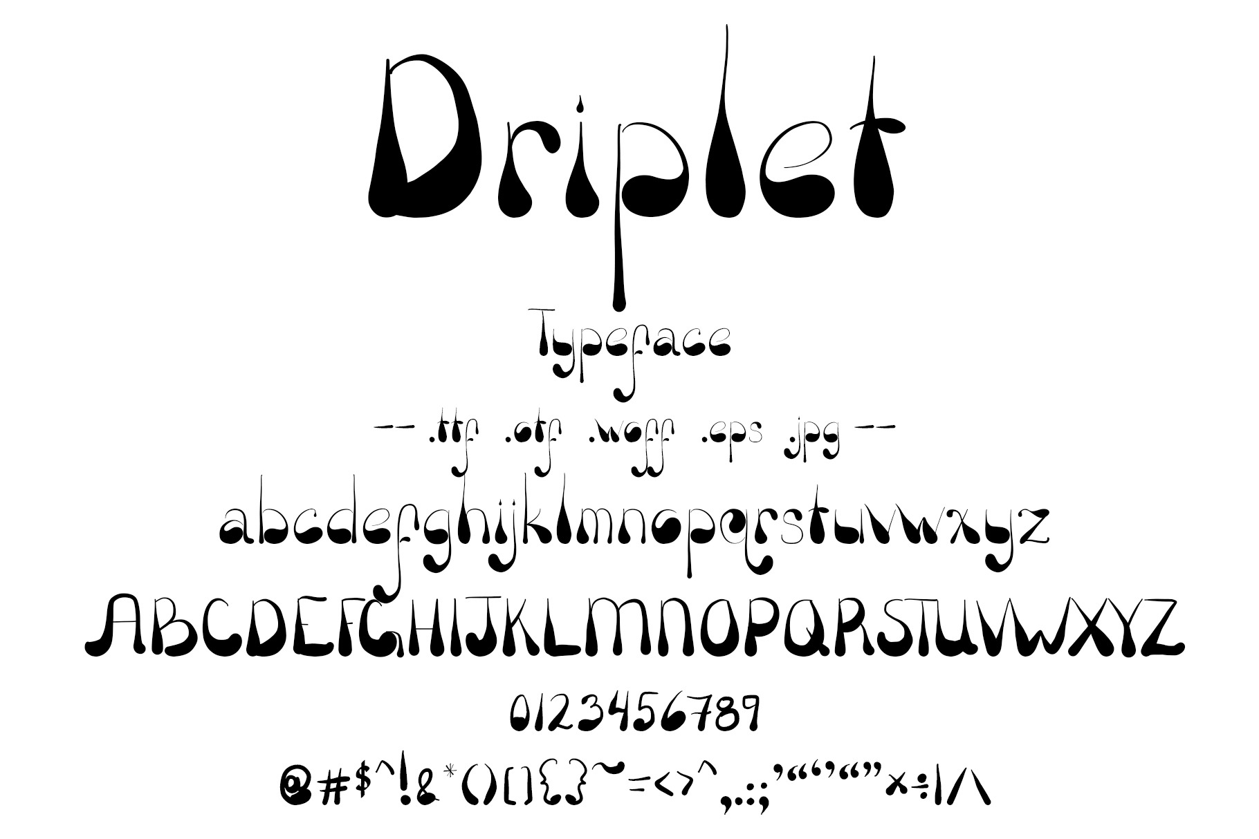 Font Driplet Raindrops Water Drops, a Script Font by PageLightStudios