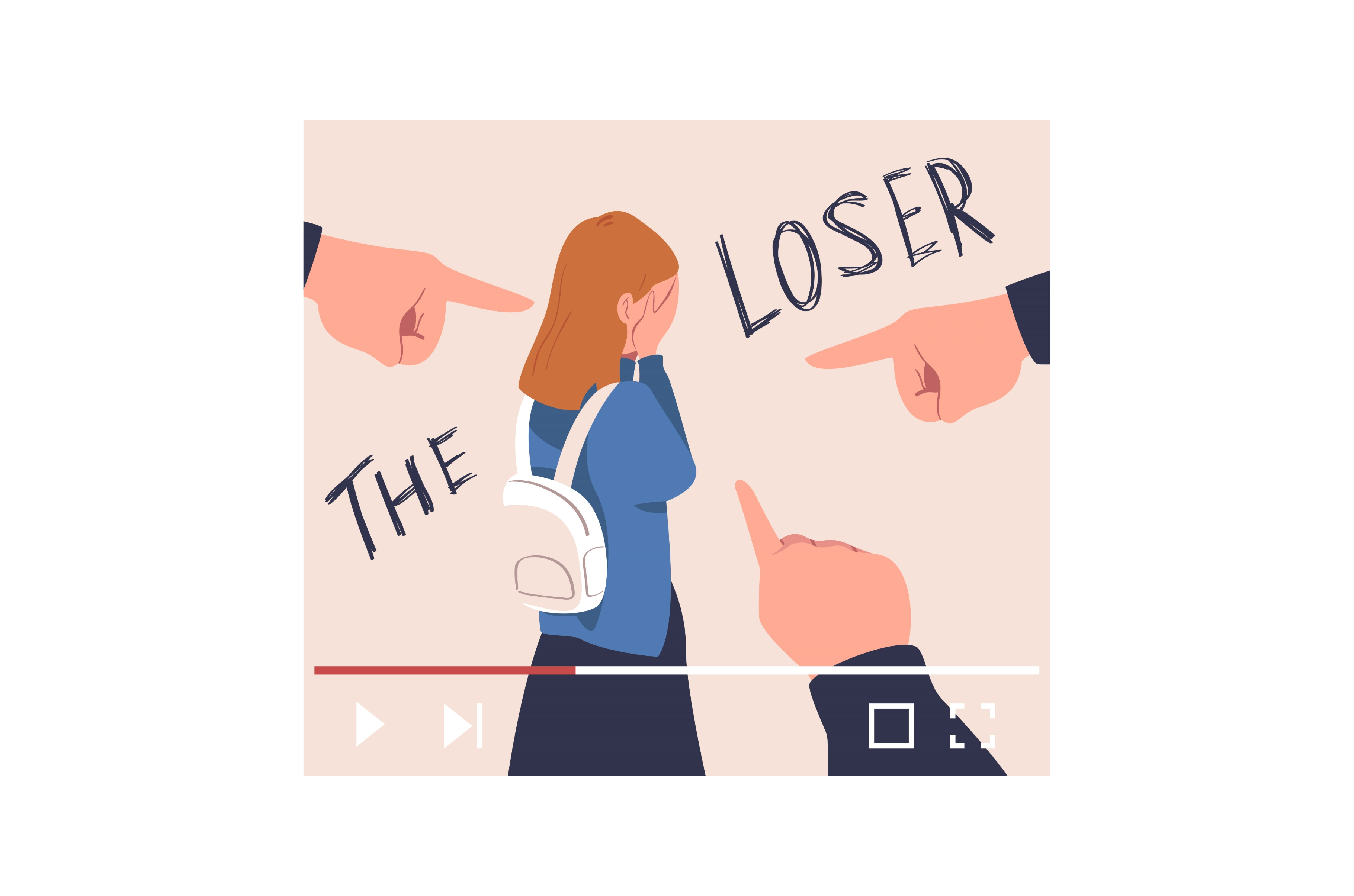 Teen Girl Victim of Cyberbullying, an Illustration by TopVectors