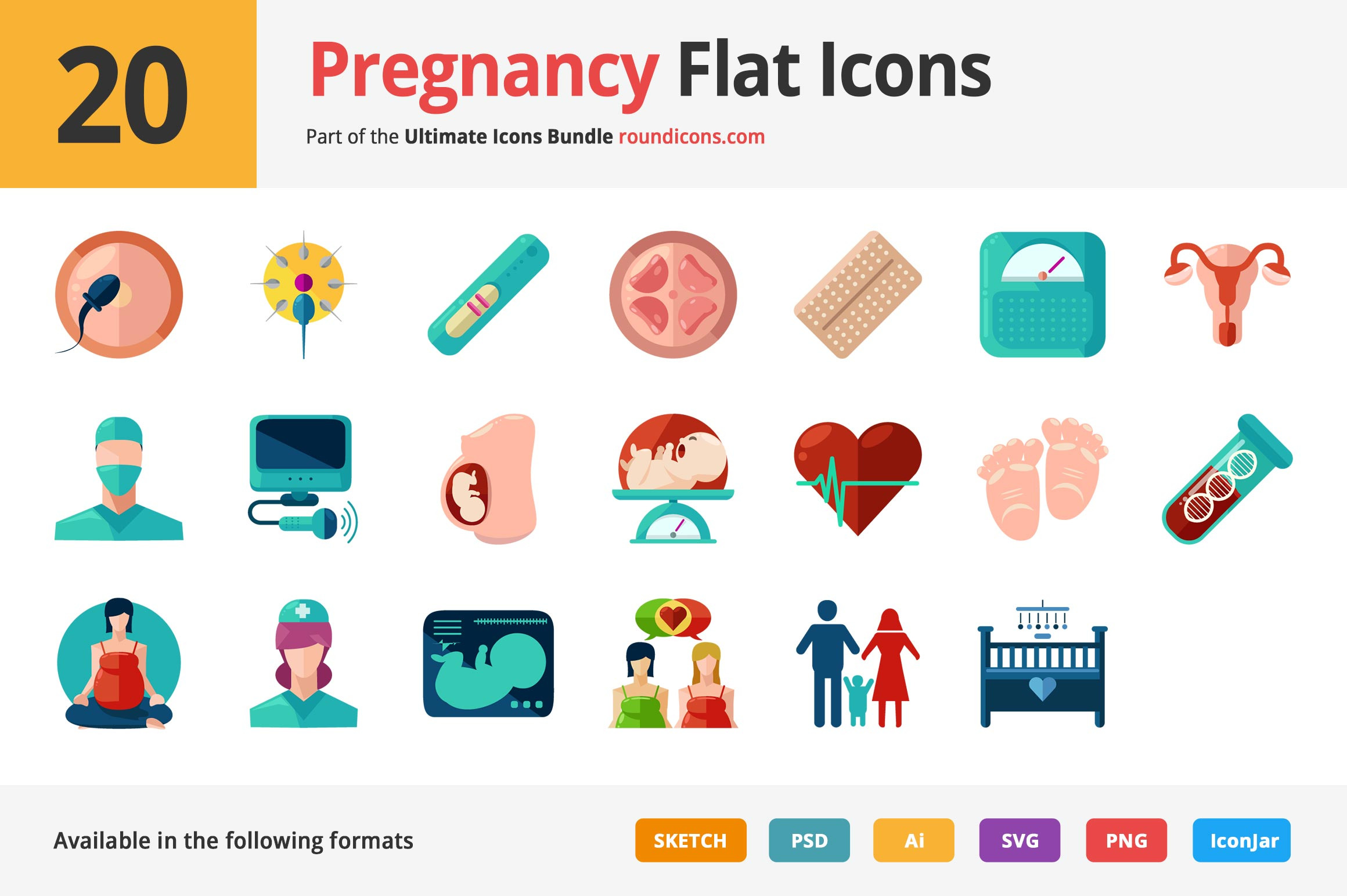 20 Pregnancy Flat Icons, an Icon by Vectopus.com