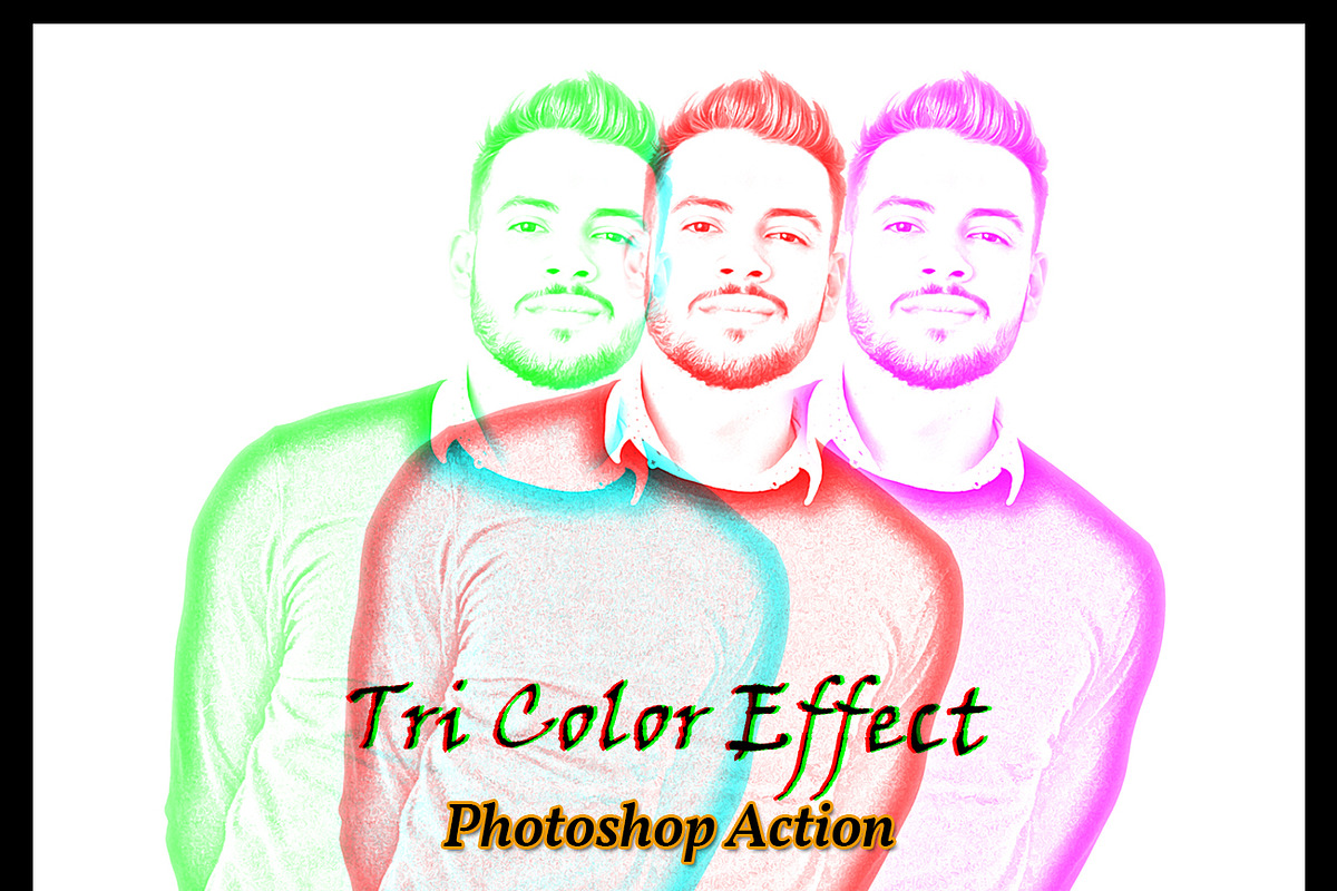 Tri Color Effect Photoshop Action, an Action Add-On by Studio Retouch