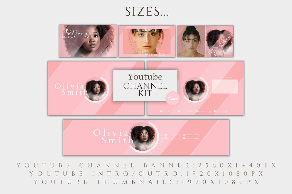 Pink Youtube Thumbnail Template Kit, a Social Media Template by ...