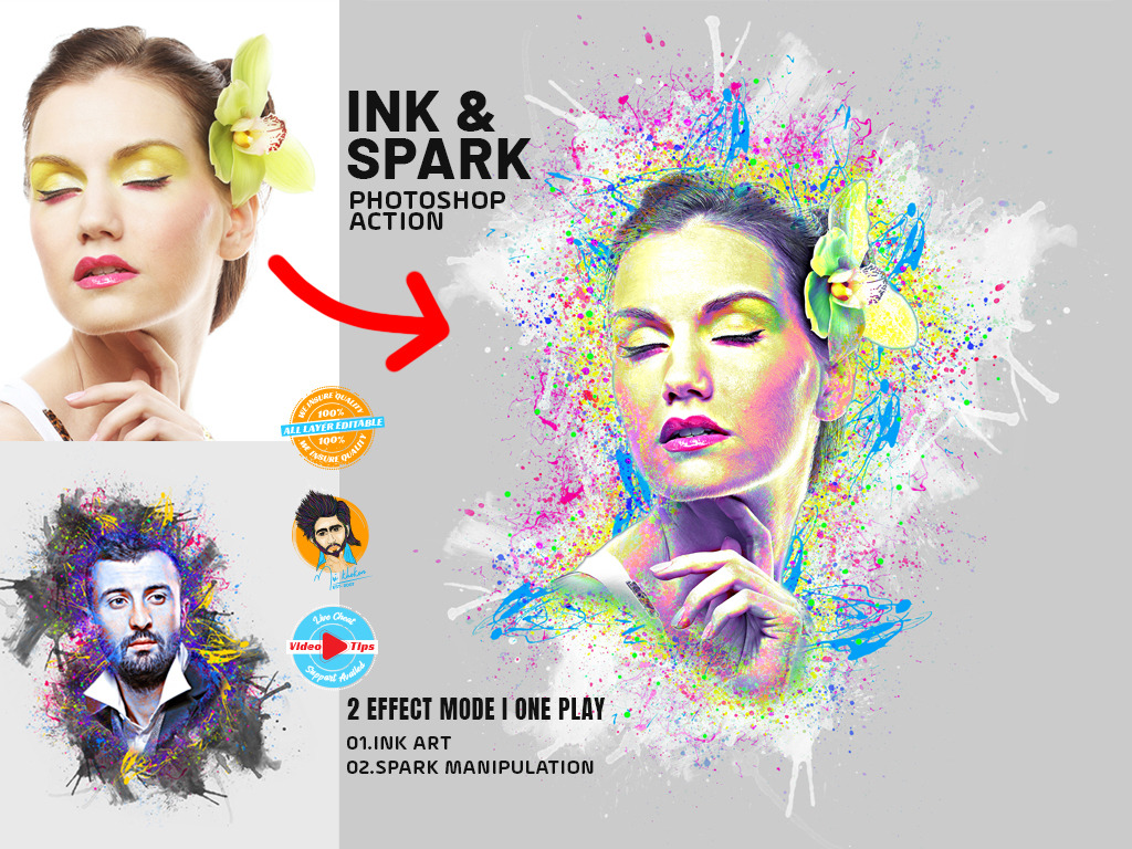 Artistic Paint, Sketch & Ink Photo Effect Actions
