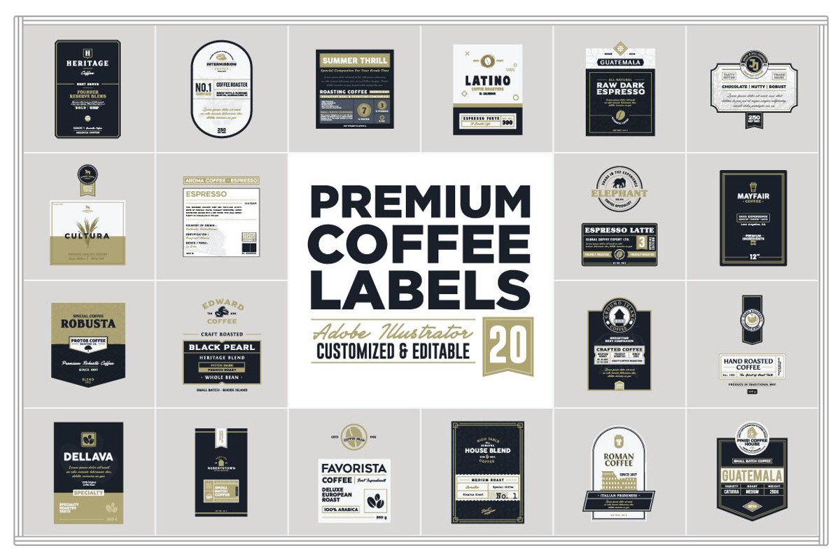 Premium Coffee Labels, a Branding & Logo Template by Rich Graphic