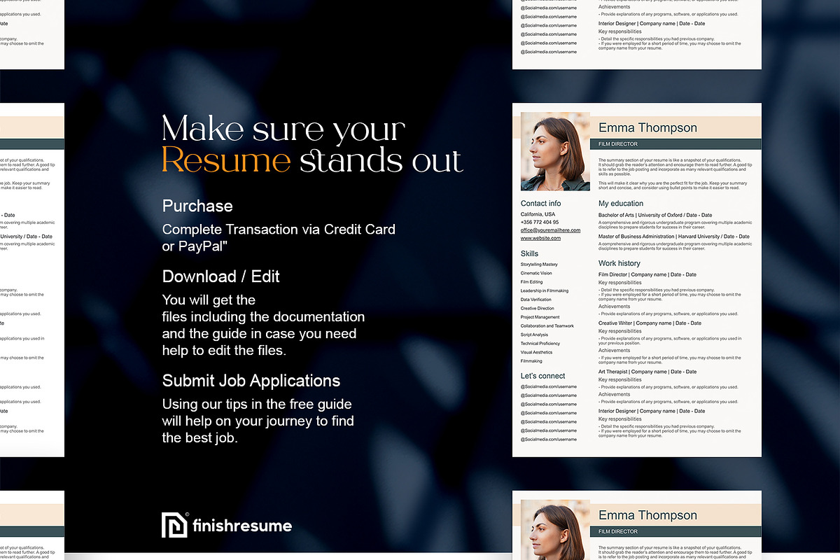 Film Director resume template, a Resume Template by FinishResume