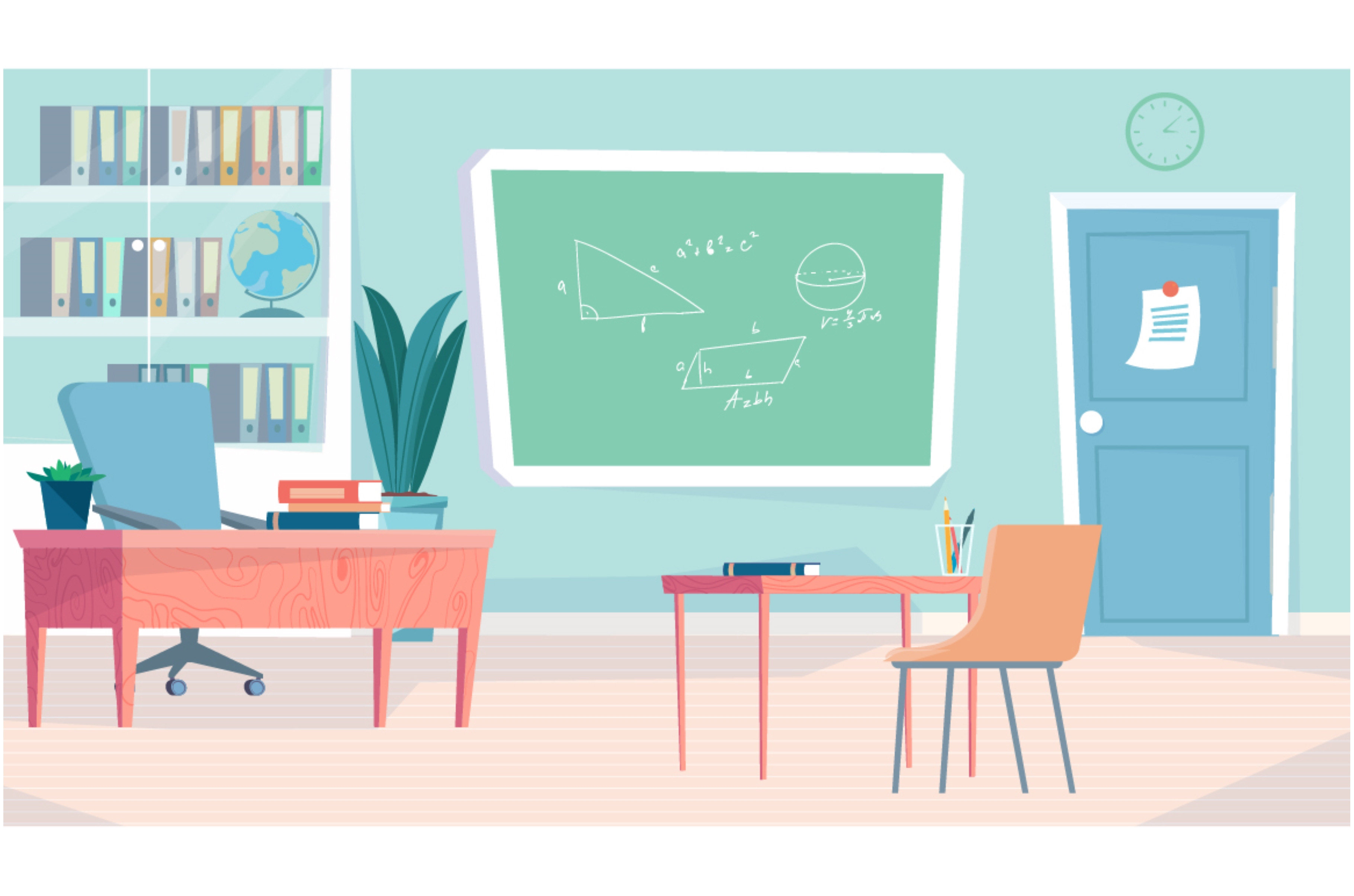 Classroom interior concept flat, a Decorative Illustration by Dessign Sells