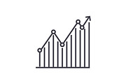 diagram, graph up vector line icon, sign, illustration on background ...