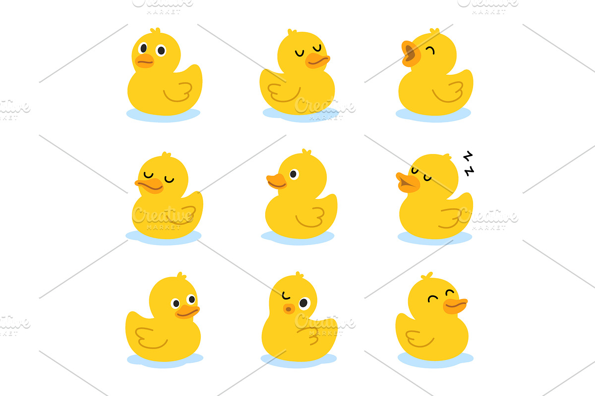 Set of yellow rubber ducks in cute, an Object Illustration by GraphiShop