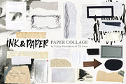 Ink Paper collage elements scraps