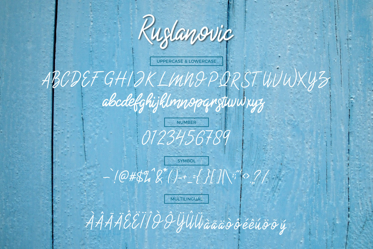Ruslanovic, a Script Font by Kang1993