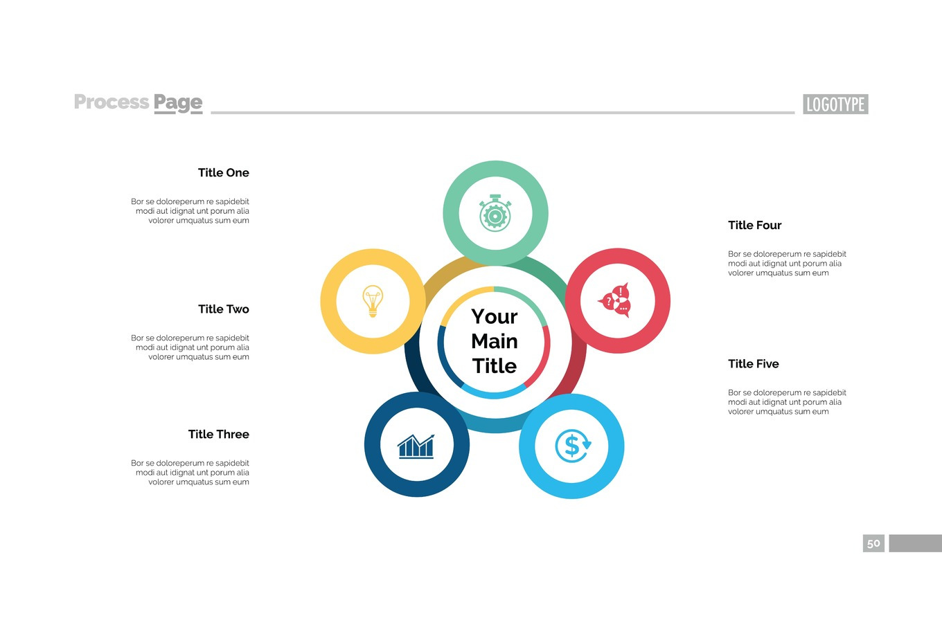 Five Points Strategy Slide Template, a Texture Graphic by SurfsUpVector