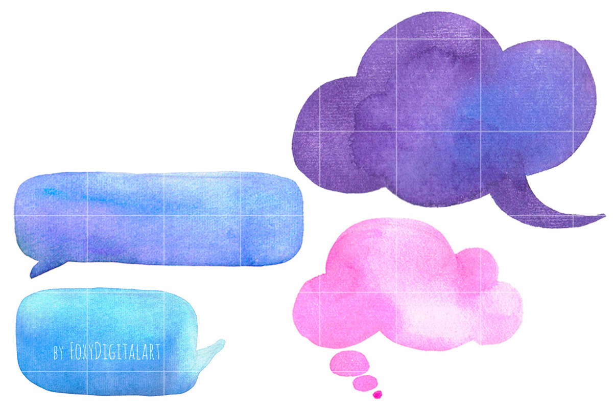 Watercolor Speech Bubbles Set, a Texture Illustration by FOXYdigitalart