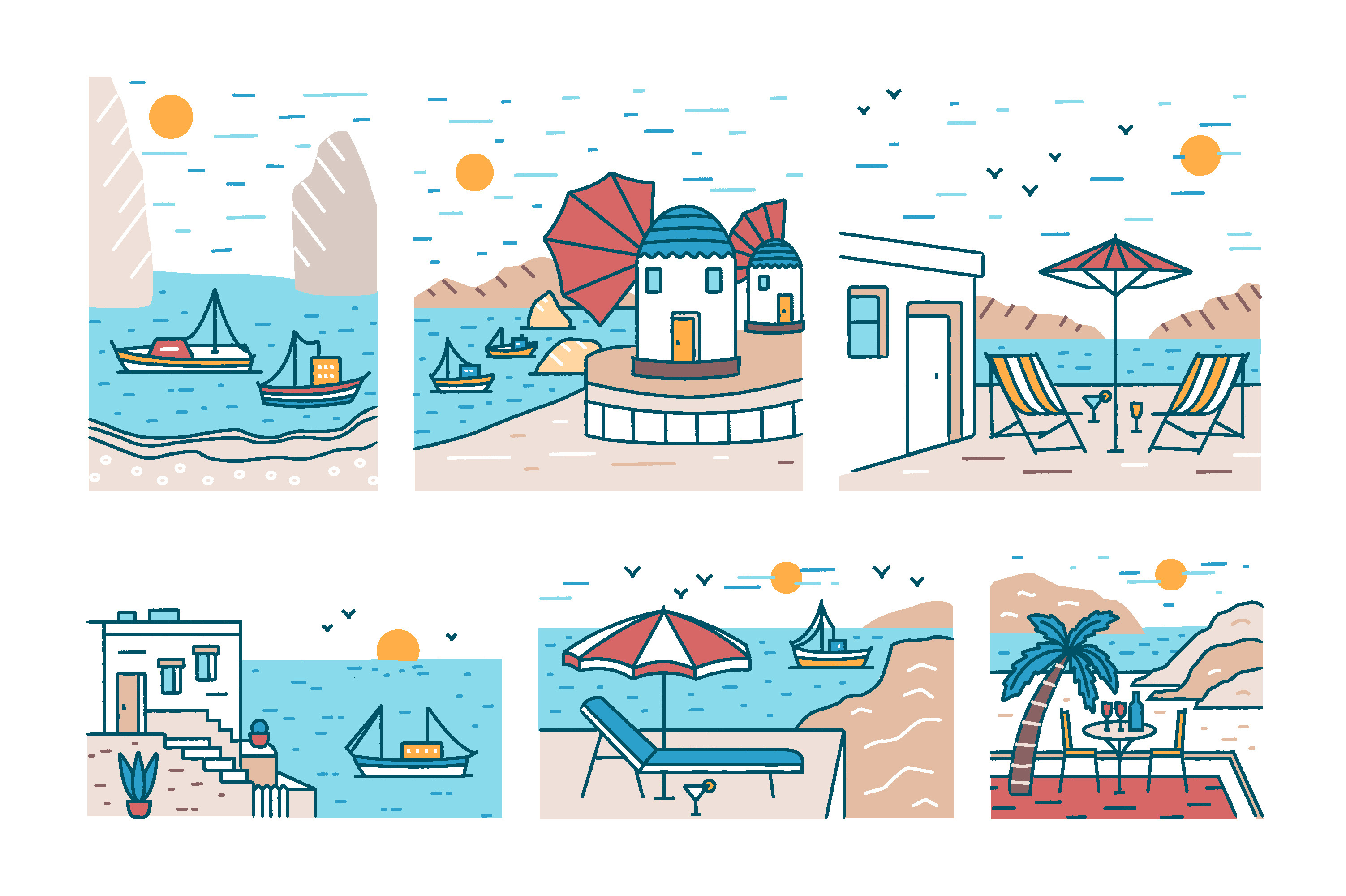 Line art summer landscapes, a Food Illustration by Good Studio