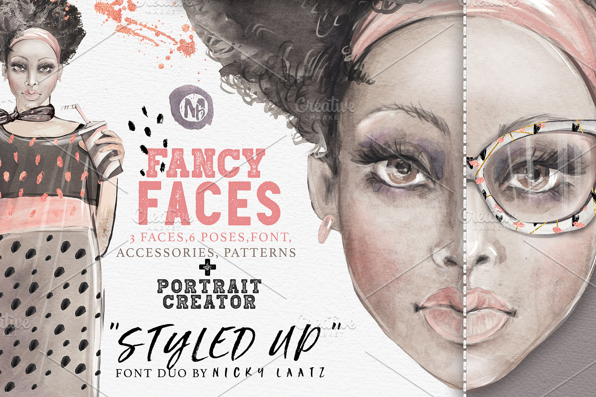 FANCY FACES, an Illustration by Alisa Mikibith Art