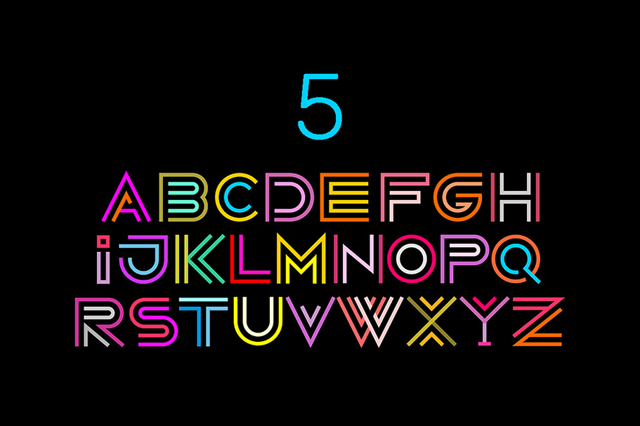 Neon Line Art Font Designs, a Decorative Illustration by danjazzia