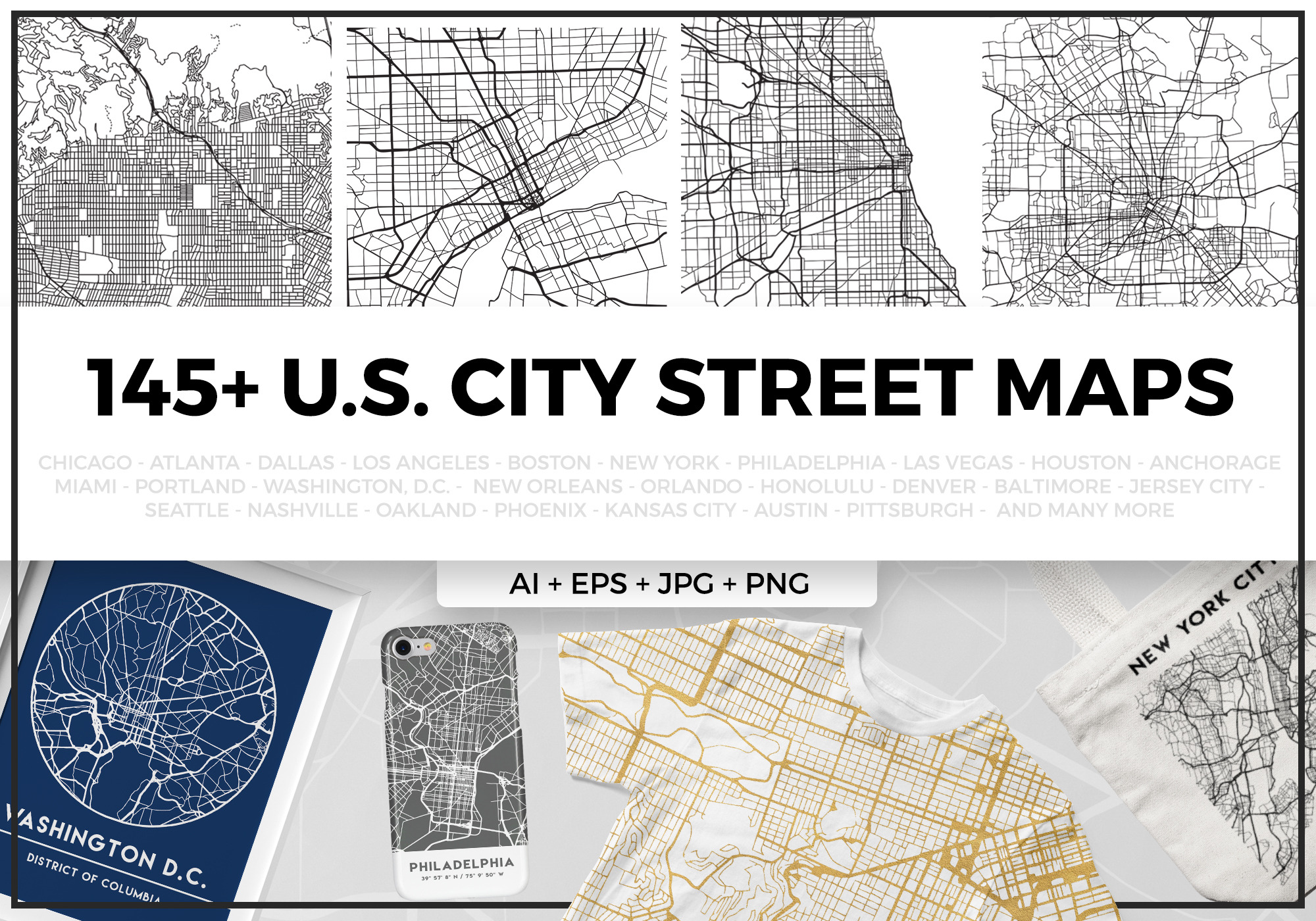 City Street Map Bundle for designers