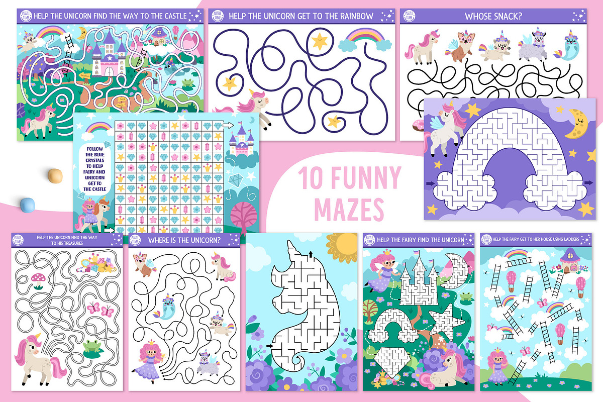 Unicorn games and activities, an Education Illustration by Lexi Claus