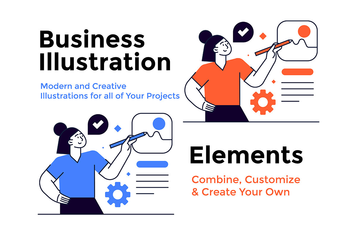 50 Digital Business Illustrations, an Illustration by Creative Graphics