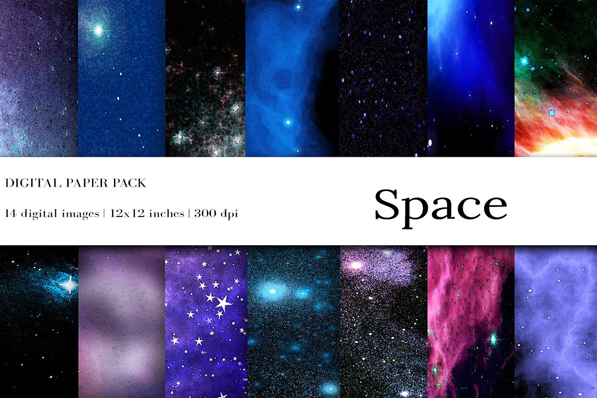 Space, Starry Night Digital Paper, a Texture Graphic by BonaDesigns