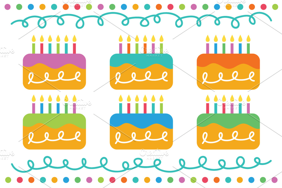 Happy Birthday Party Clip Art Set, a Decorative Illustration by Running ...