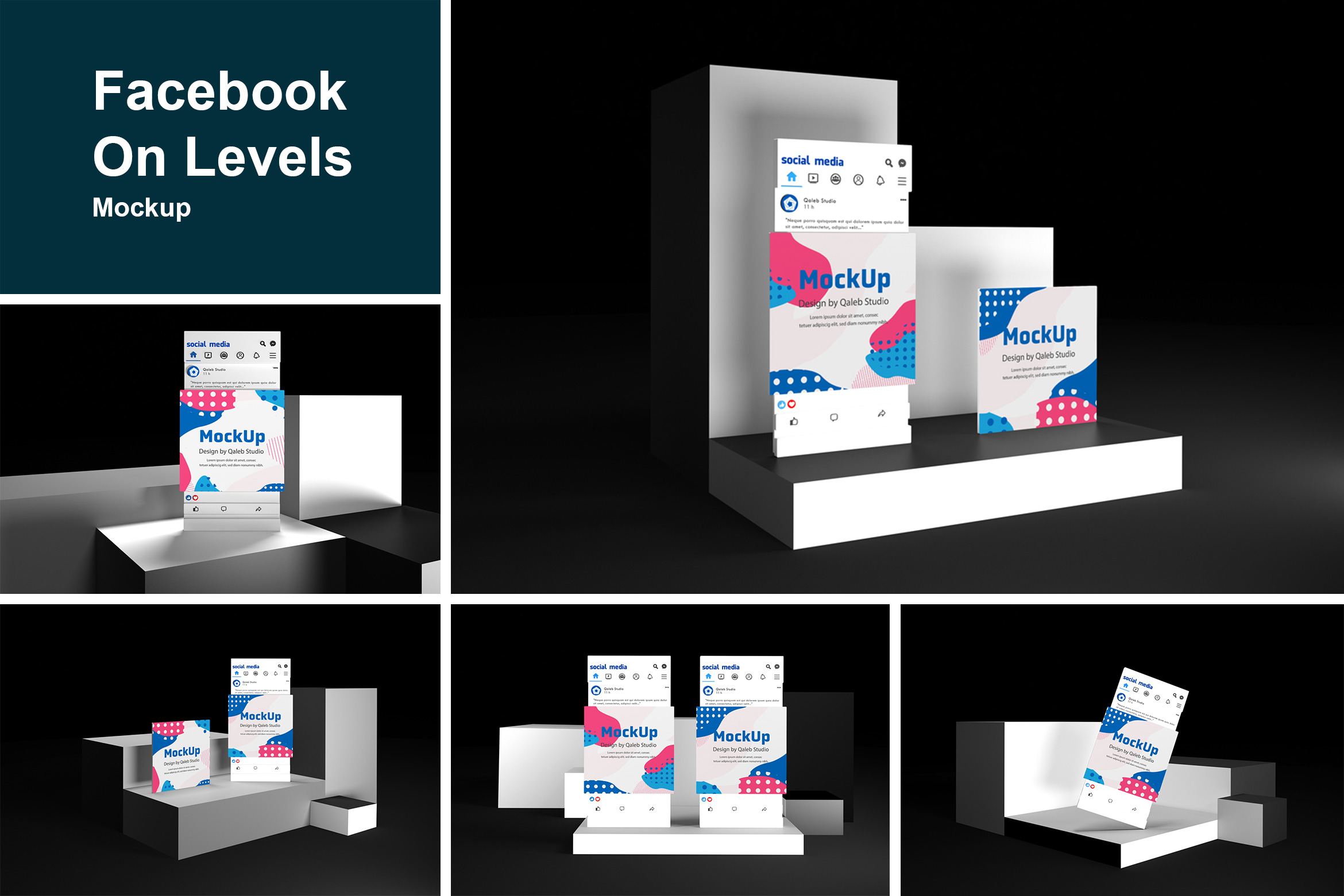 Facebook On Levels Mockup, a Device Mockup by Qaleb Studio | Creative ...