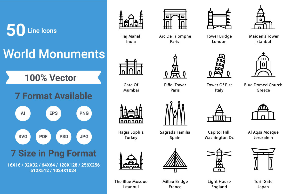World Monuments, an Icon by Color Cubes