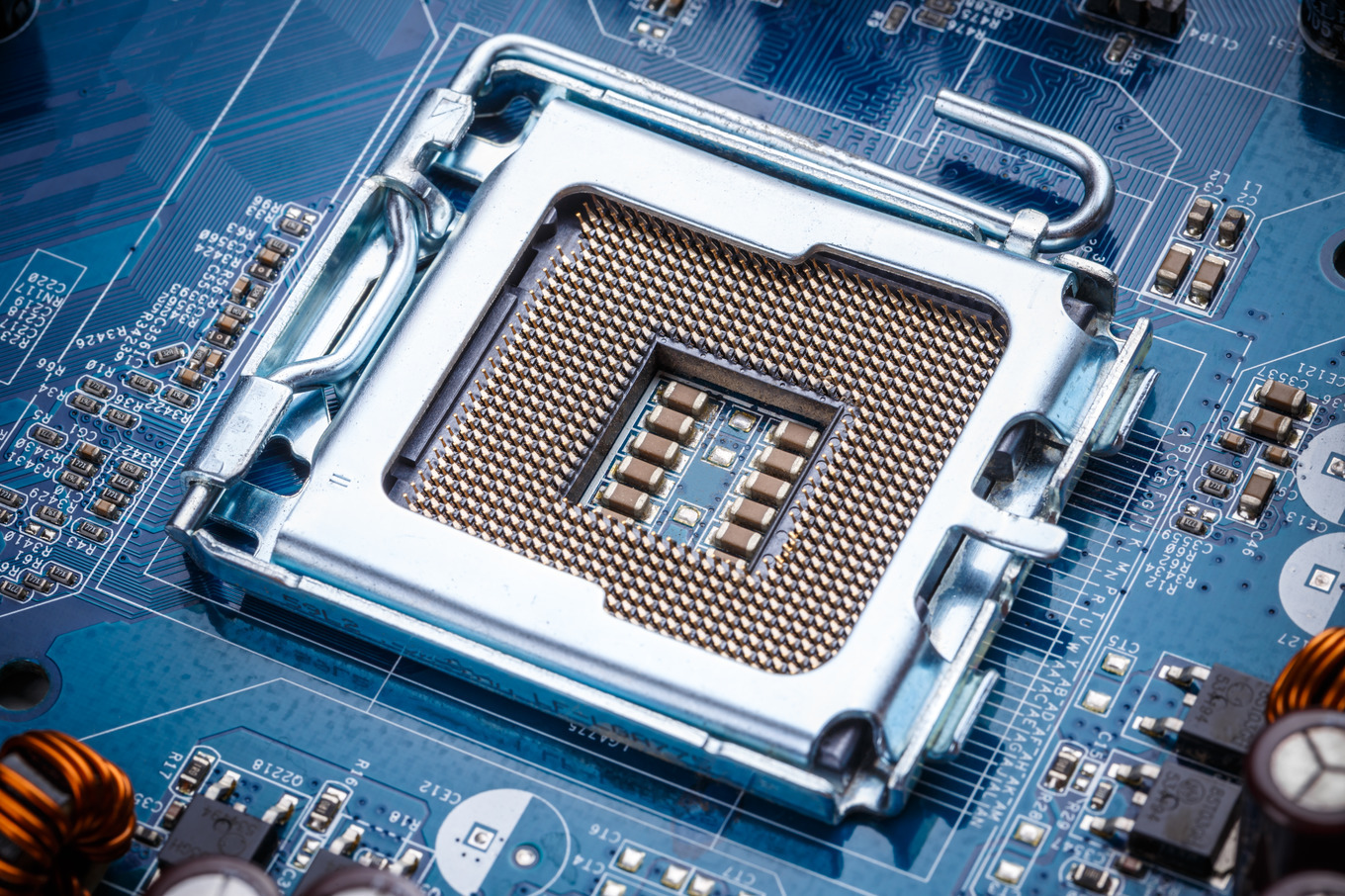 Electronic circuit board featuring background, board, and blue, a ...