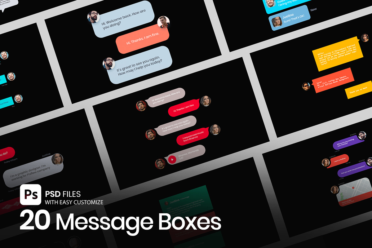 Message Box Bubbles Templates, a Social Media Template by Pixflow