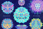 12 Hypnotic Animals. Vector Set., an Animal Illustration by Varvara Gorbash
