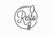 Resto simple logo. Round linear logo | Food Illustrations ~ Creative Market