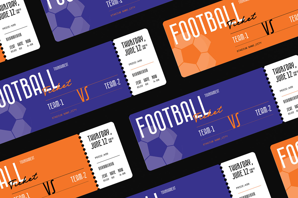 Football Match Ticket Template, a Stationery Template by DesignCrest