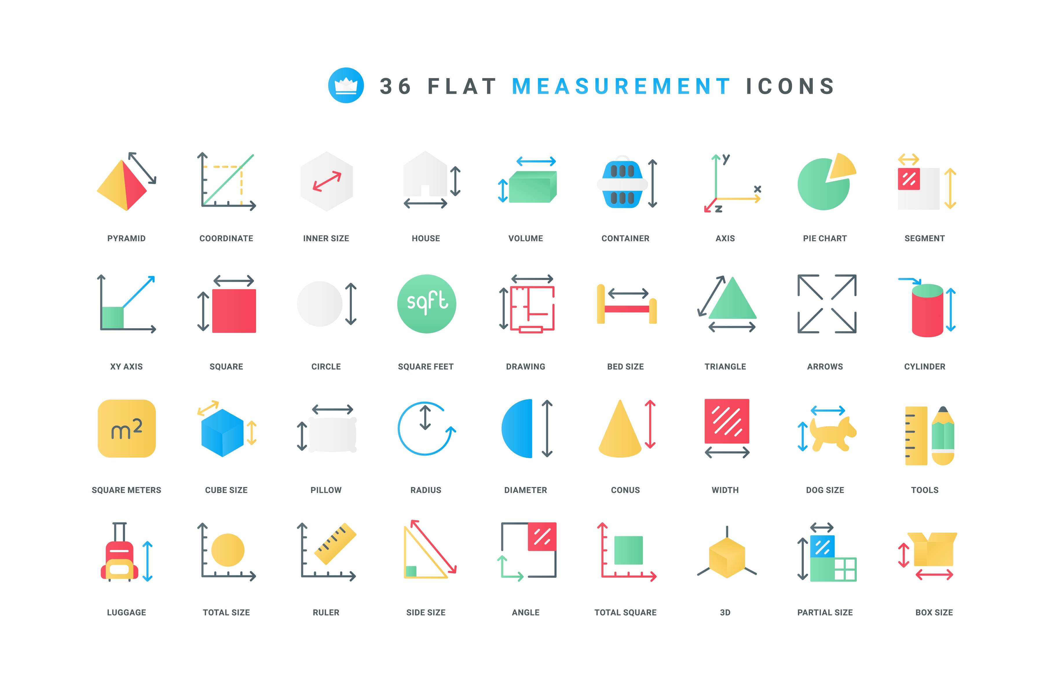 Tool size chart dimensional icons, an Object Illustration by Lemberg Vector