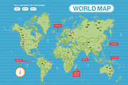 Cute World Map Vector Illustration, an Education Illustration by ...