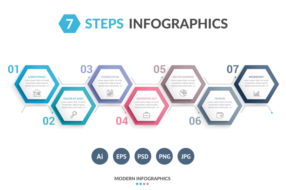 Infographic Template with 7 Hexagons, a Graphic by PixMarket