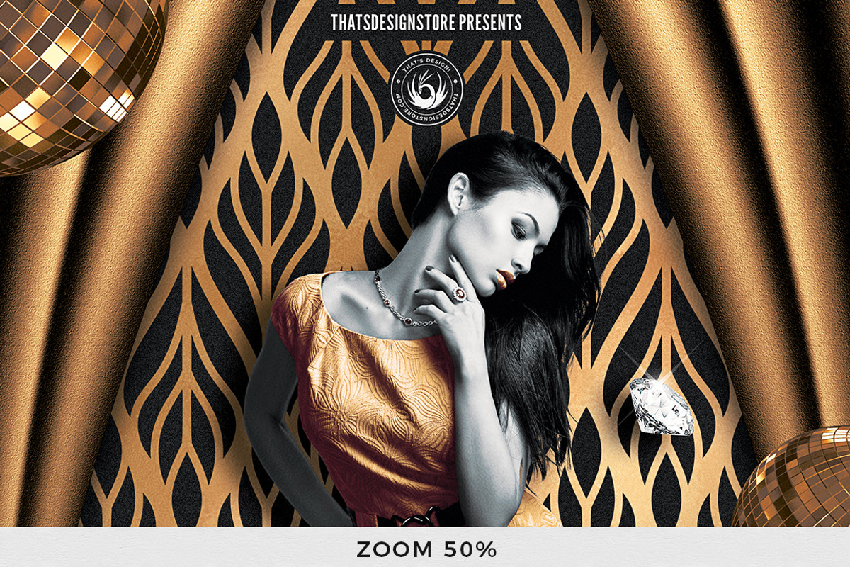 Black and Gold Flyer Template V19, a Flyer Template by ThatsDesign Art