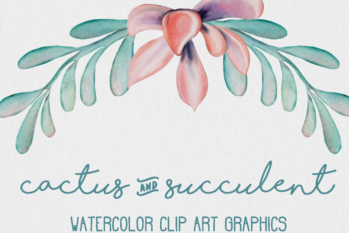 Cactus/Succulent Watercolor Clipart, an Illustration by Wooly Pronto