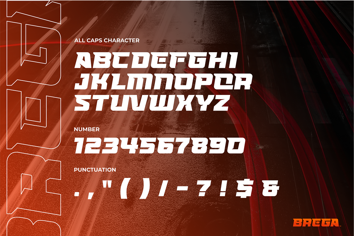 BREGA – Bold Sport Display Font