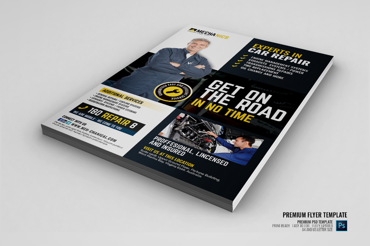 Mechanic Flyer Template, a Flyer Template by PSDPixel