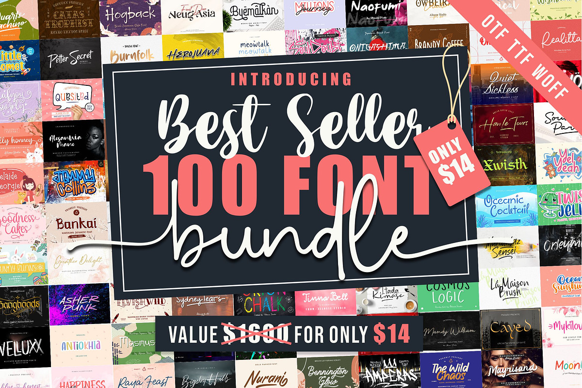 Best Seller 100 Fonts Bundle, a Script Font by Allouse Studio